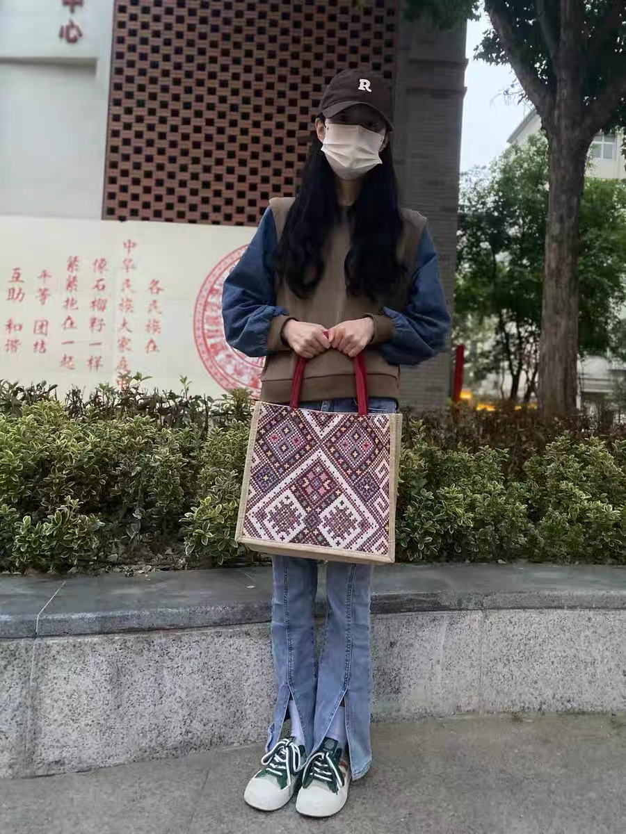 High School Students Class Bag Female 2023 New Style Ethnic Canvas ...