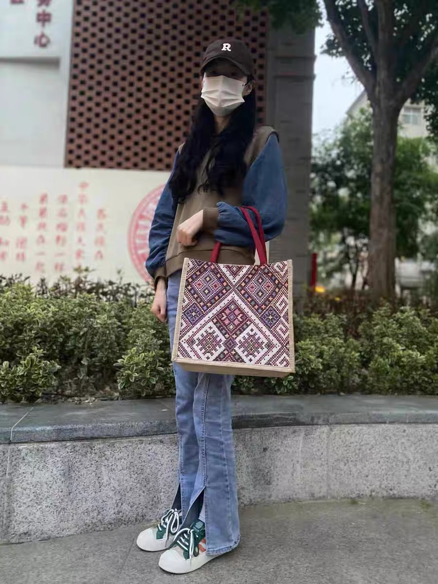 High School Students Class Bag Female 2023 New Style Ethnic Canvas ...