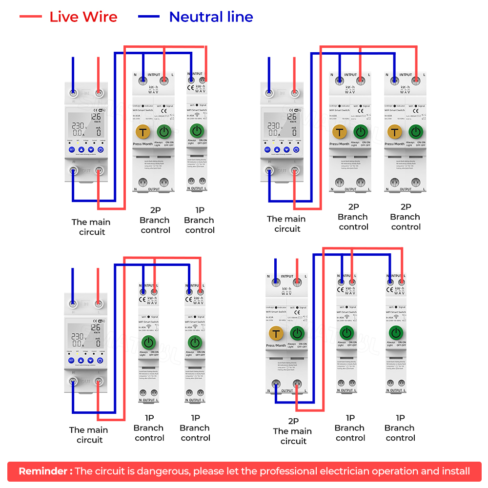 SMATRUL 40/63A WIFI Smart Switch TUYA Energy Meter Kwh Metering Circuit ...