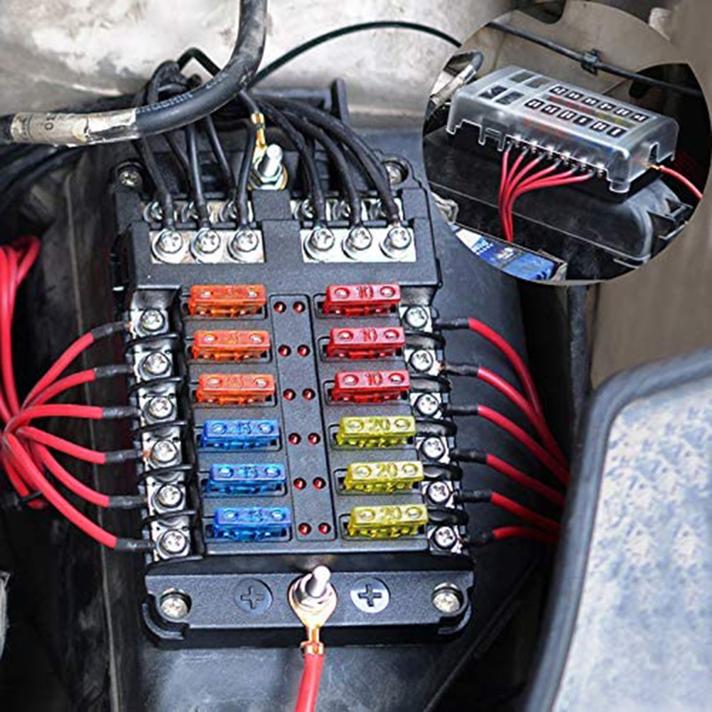 12 Volt Fuse Block, Marine Boat Fuse Block Waterproof 12 Way Automotive ...