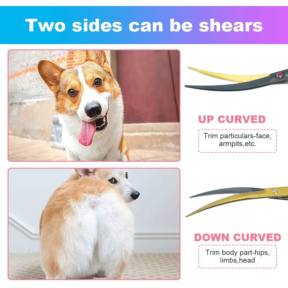 Curved dog grooming scissors , Pet Curved Shear for Dogs and Cats, 4CR ...