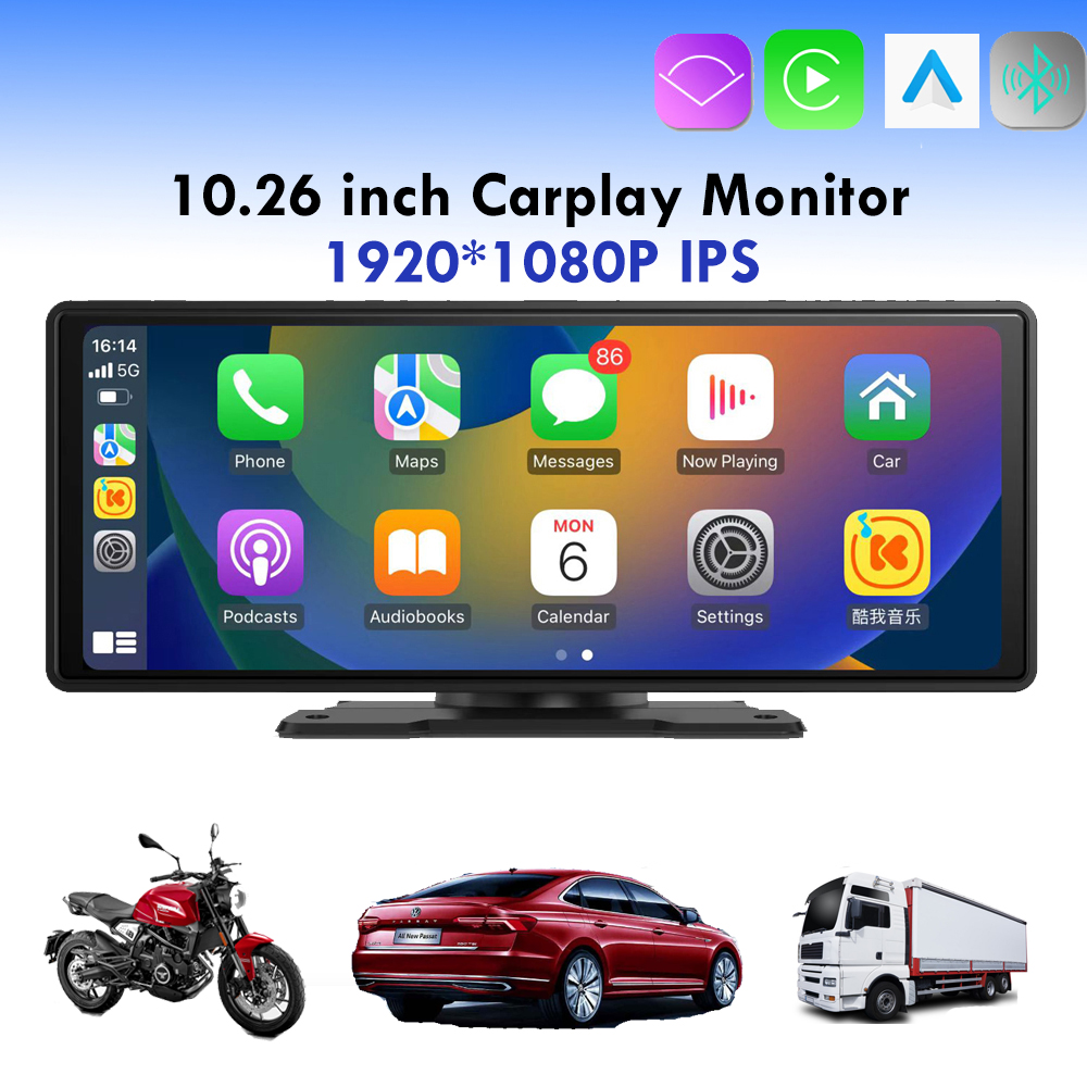 10.26 Inch Wireless Carplay Monitor IPS Screen Display Full Touch ...