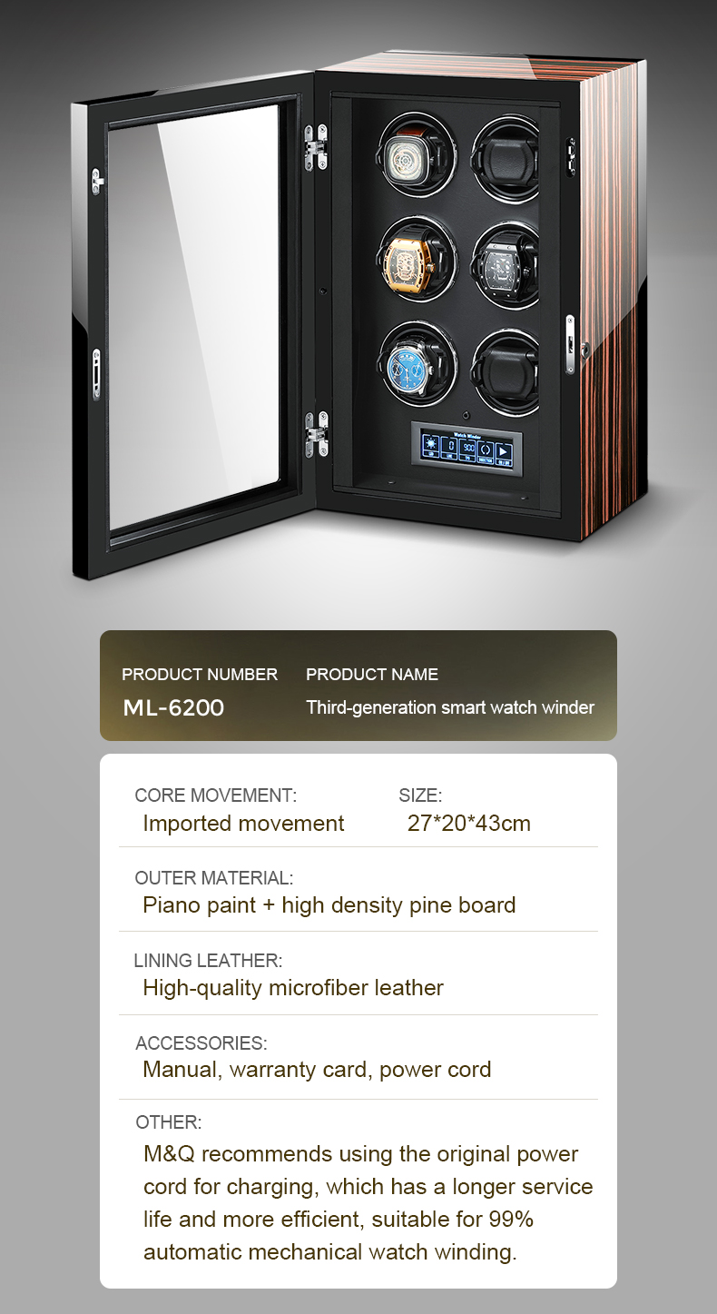 IBBETON Luxury Automatic Watch Winder Safe Box With Mabuchi Motor LCD ...