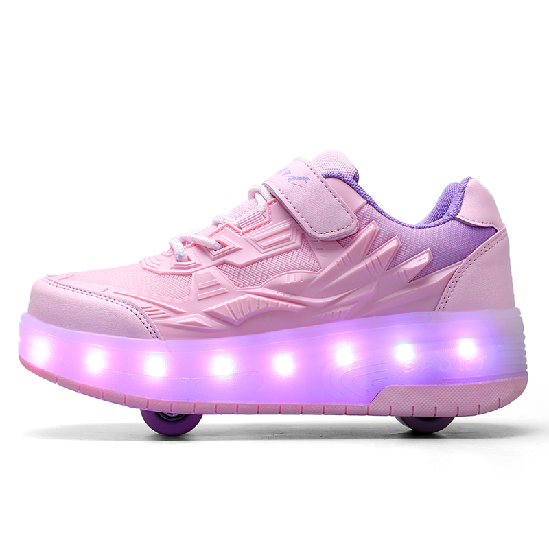 LED shoes double-wheeled Heelys shoes kasut roda budak perempuan ...