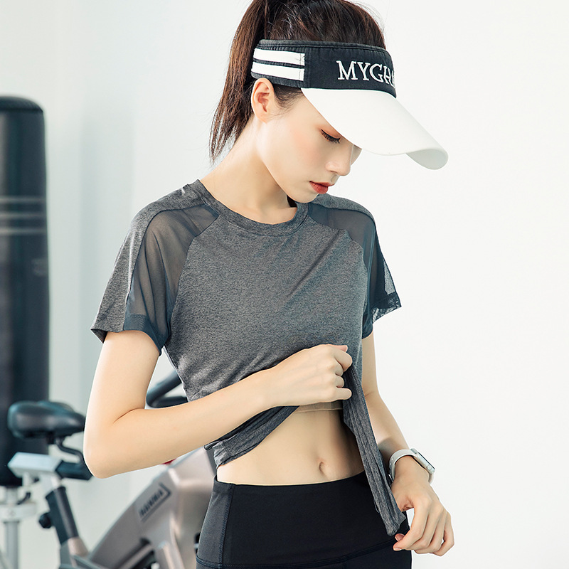 Women's Workout Shirts Yoga Tops Gym Trainning Clothes Mesh back ...