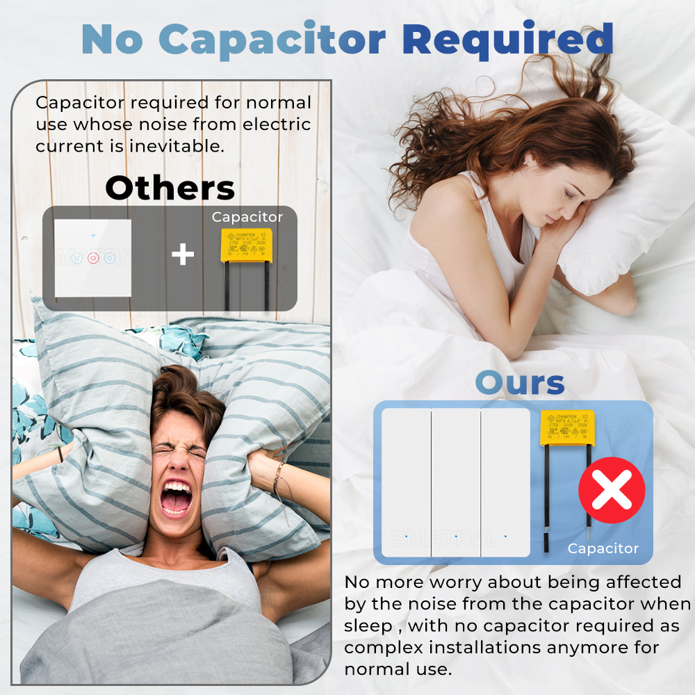 SMATRUL Smart Light Switch Tuya Zigbee No Neutral Wire No Capacitor ...