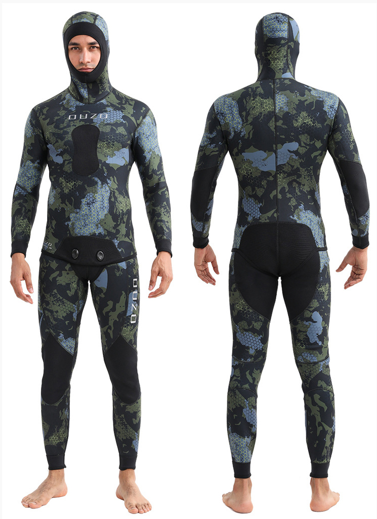 3MM Men Spearfishing Suit Camo Dive Wetsuit One Piece fullbody diving ...