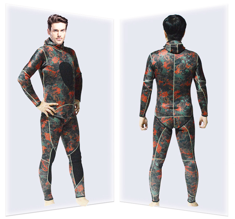 3MM Men Spearfishing Suit Camo Dive Wetsuit One Piece fullbody diving ...