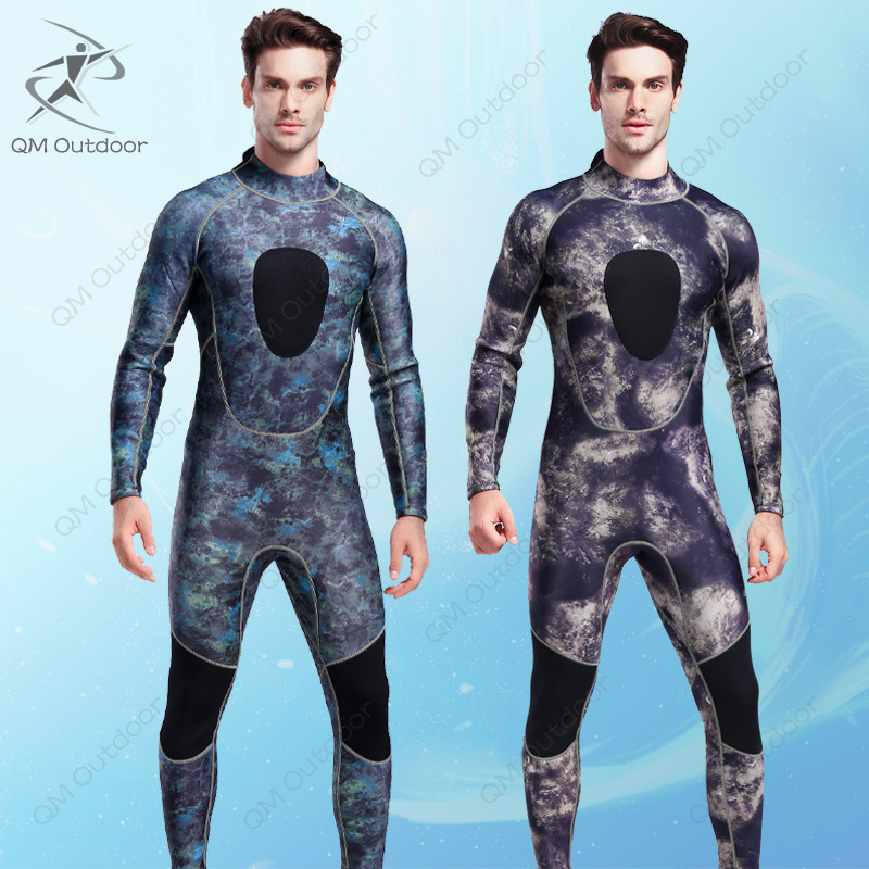 3MM Men Spearfishing Suit Camo Dive Wetsuit One Piece fullbody diving ...