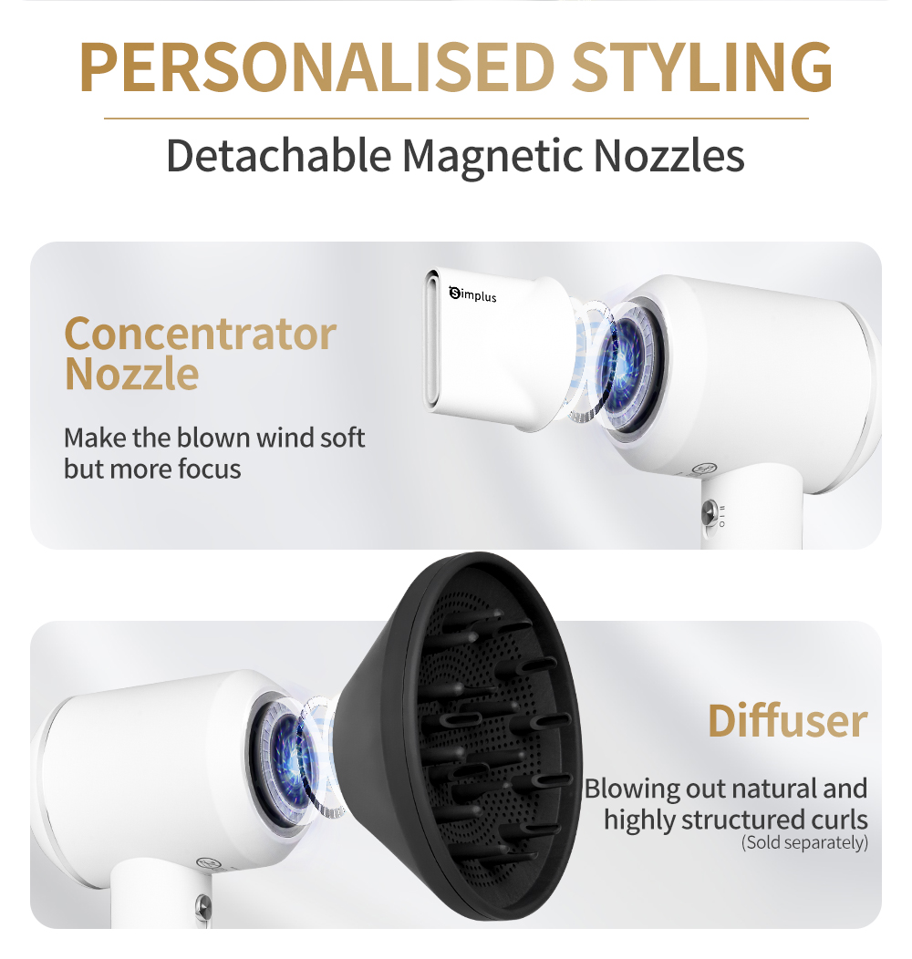 Simplus ULTRA HIGH SPEED Hair Dryer Magnetic Diffuser Accessory ...