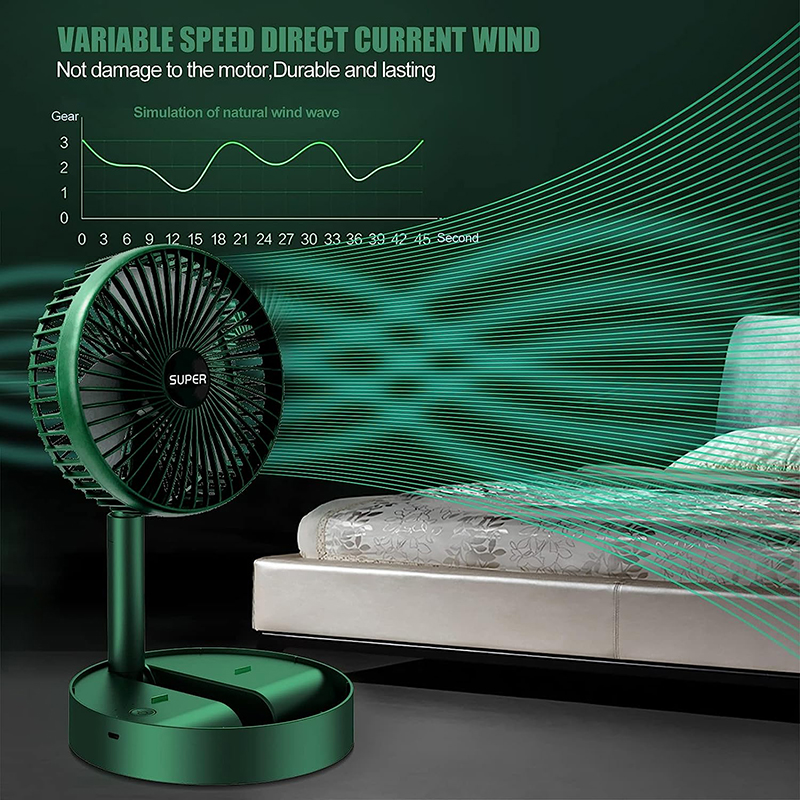 Portable desktop fan silent 3-speed wind power 2000mAh battery powered ...
