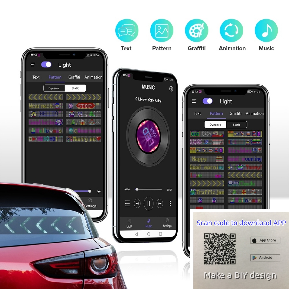 LED Matrix Pixel Panel Bluetooth APP USB 5V Flexible Addressable RGB ...