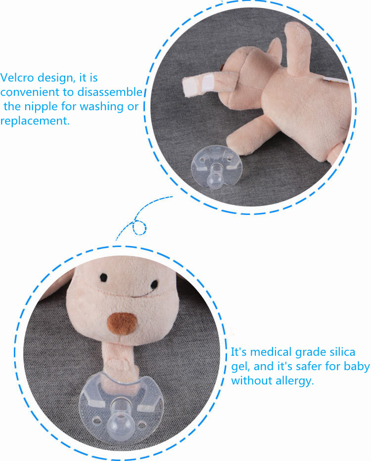 Baby Pacifier Holder Hanging Removable Plush Animal Doll Toy Infant ...