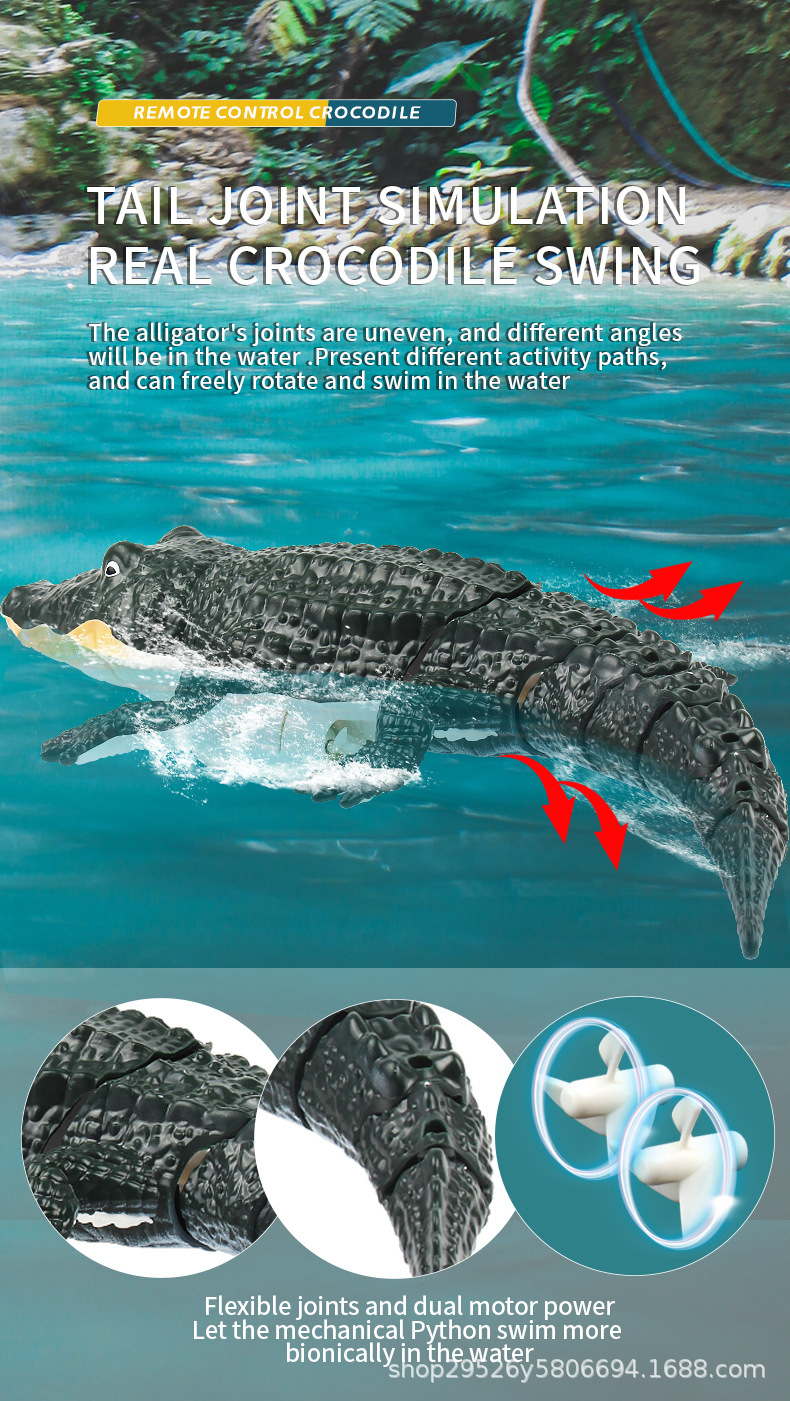 RC Boat Ship Toy Simulation Crocodile Alligator 2.4G Remote Control ...