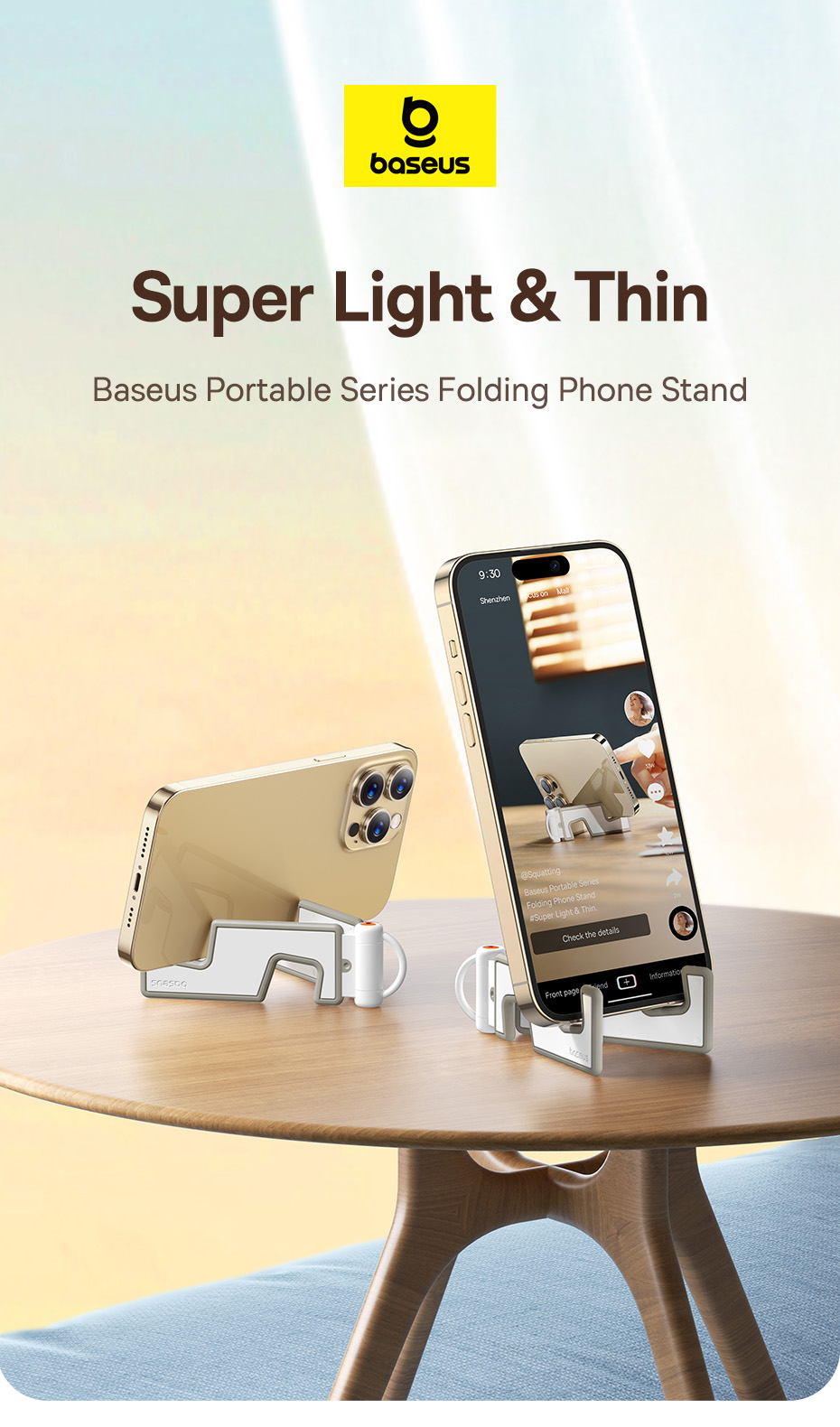 Baseus Stable Light Portable Folding Phone Stand Universal Mini Size ...