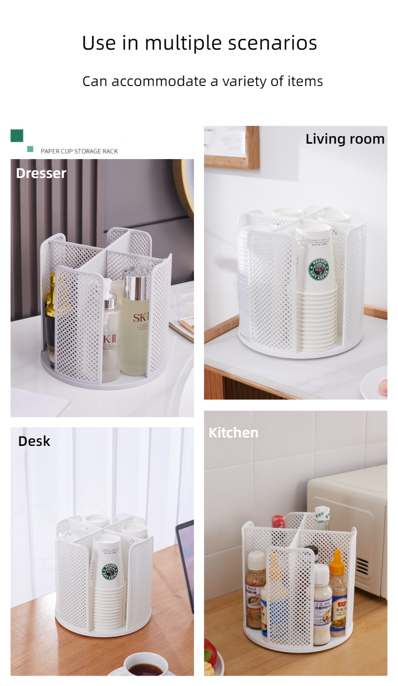 Cup Storage Rack 360° Desktop Rotating Compartment Rack Disposable Cup ...