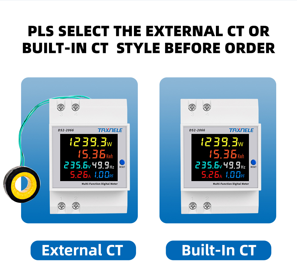 D52-2066 6IN1 AC monitor 220V 100A Voltage Current Power Factor KWH ...