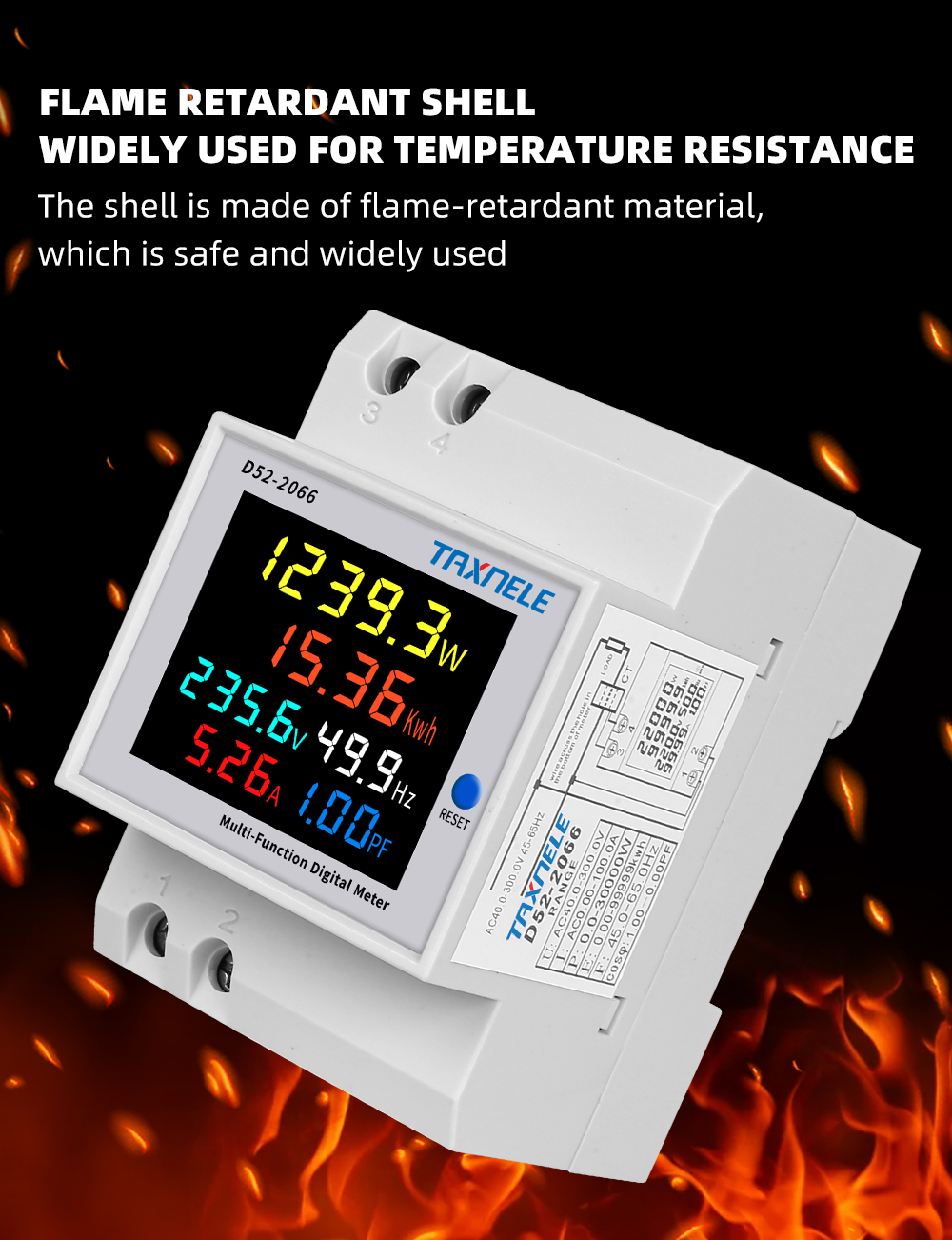D52-2066 6IN1 AC monitor 220V 100A Voltage Current Power Factor KWH ...