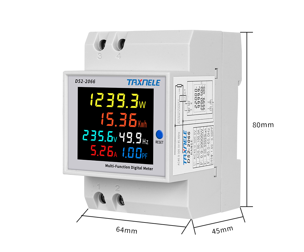 D52-2066 6IN1 AC monitor 220V 100A Voltage Current Power Factor KWH ...