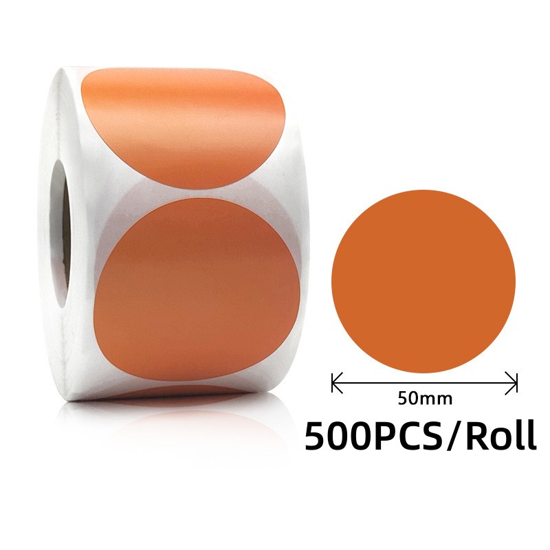 50mm 500PCS/Roll Large Round sticker Blue Yellow Orange Labels Big ...