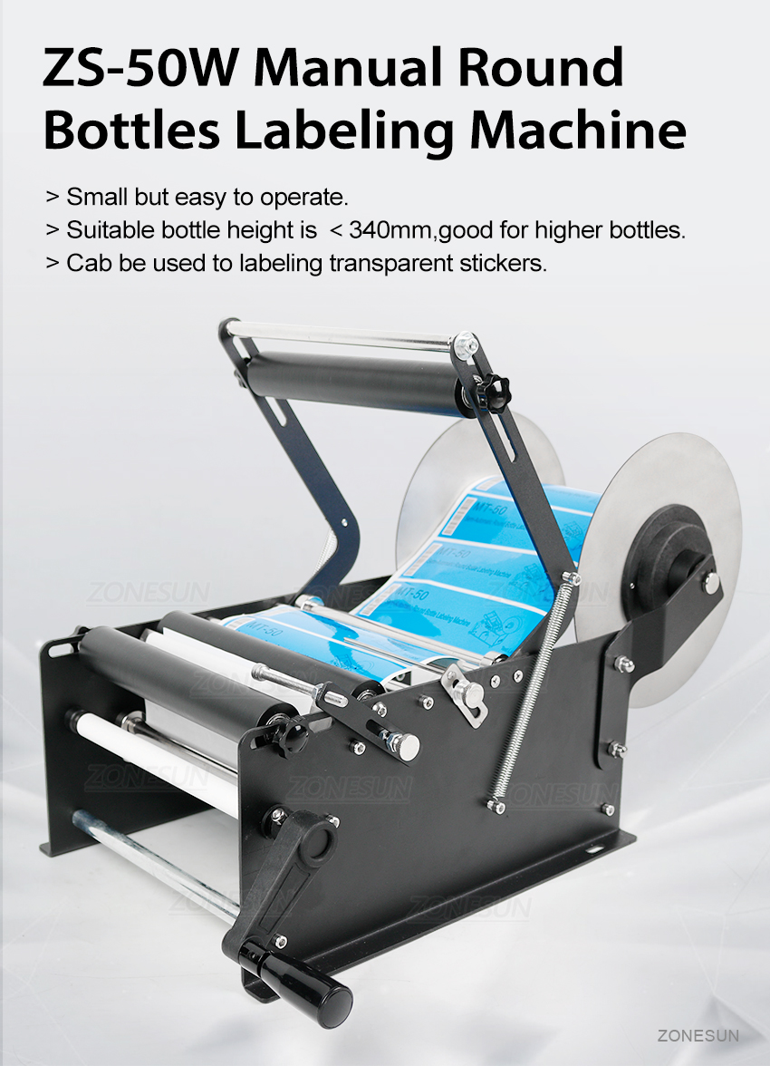 ZONESUN ZS-50W Label Applicator Big Stickers Manual Plastic Round ...