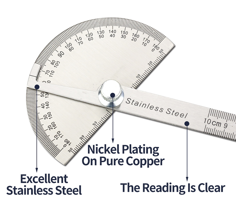 KIPRUN 180 Degree Protractor Metal Angle Finder Goniometer Angle Ruler ...