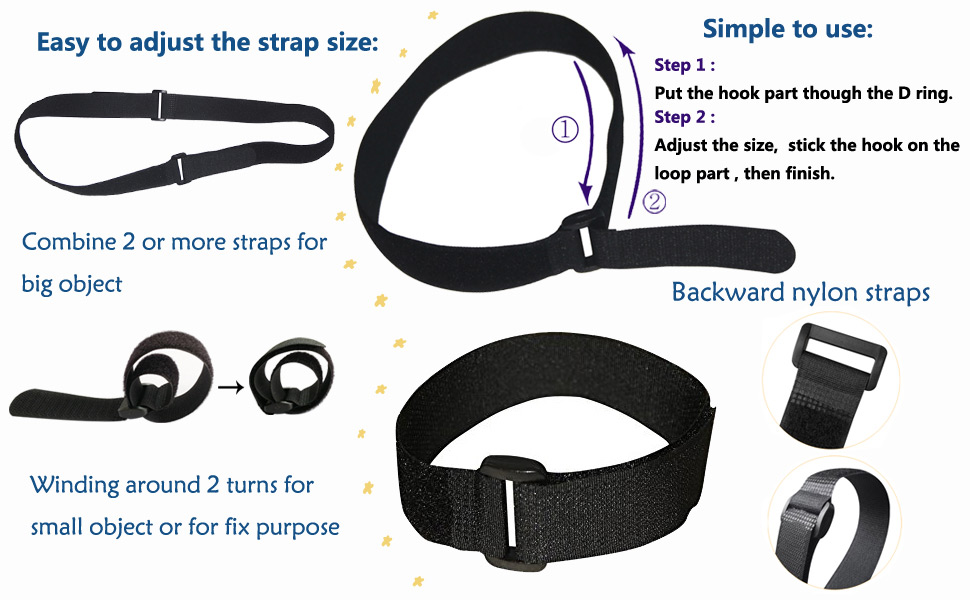 30Pcs Reusable Fastening Cable Straps with Buckle Variety Sizes Multi ...