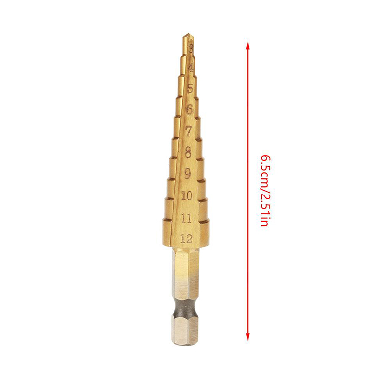 KIPRUN 3-12mm HSS Step Universal Drill Bit Set, 3-12mm HSS Titanium ...