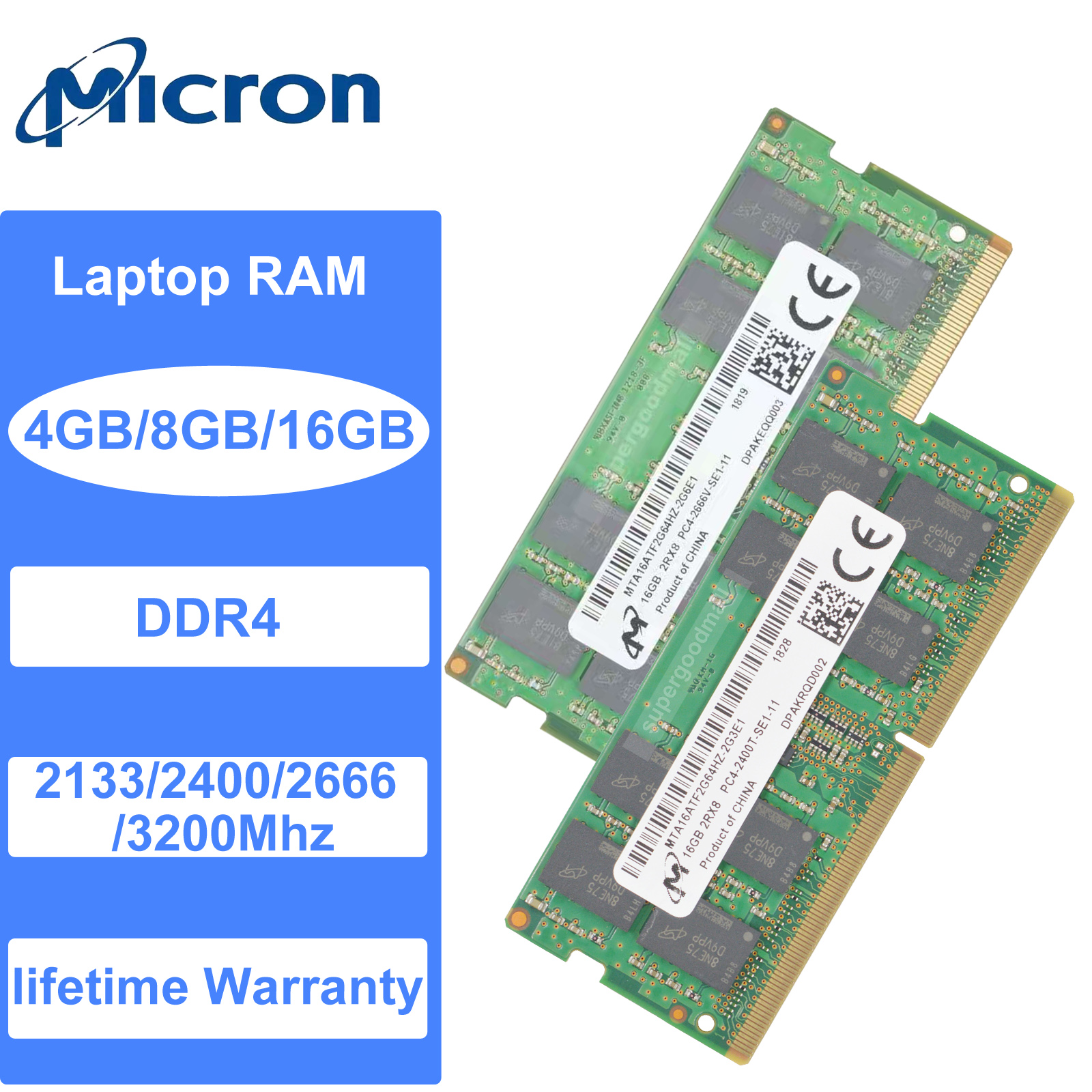 Micron 4GB 8GB 16GB DDR4 2400Mhz 2666Mhz 2133Mhz 3200MHz 1.2V 260Pin ...