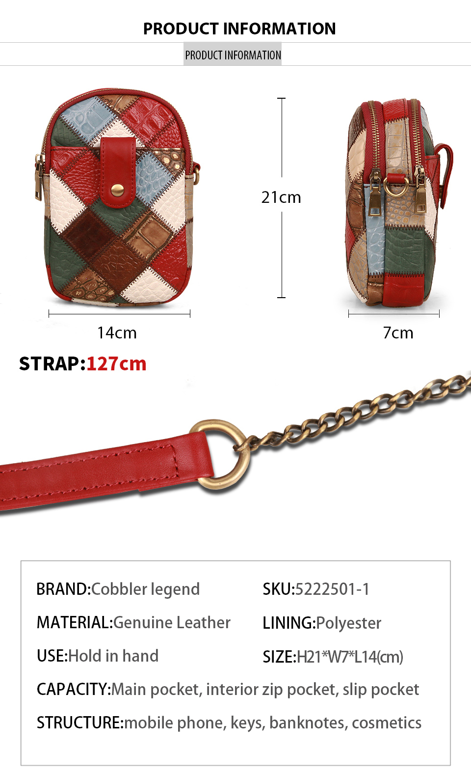 Double Zip Sling Bag Fashion Women's Leather Bag Waterproof Durable ...