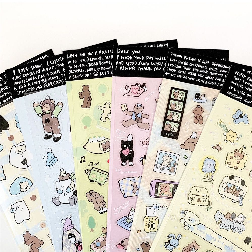 Ins Niche Cute Puppy Bear Sparkling Stickers Handbook Material ...
