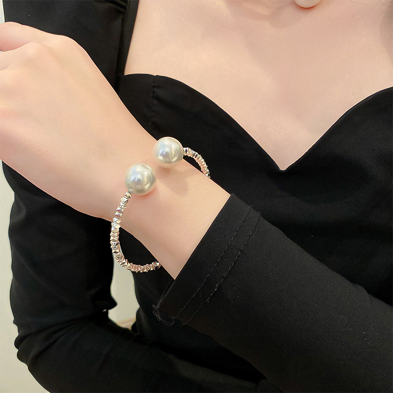 Broken Silver Two Pearl Open Collars Summer Influencer New Style Unique ...