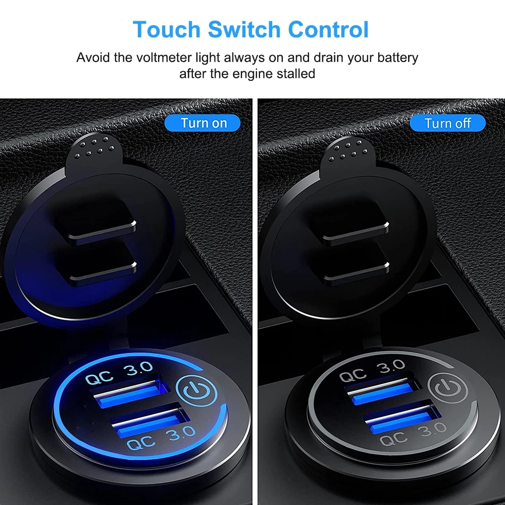 Quick Charge 3.0 Dual USB Car Charger Socket 12V/24V 36W USB Charger ...