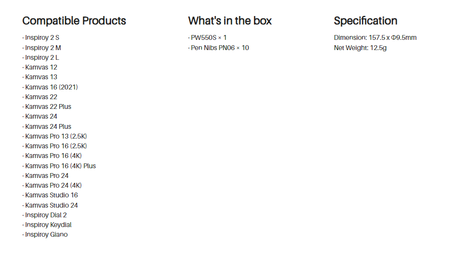 【New】HUION Battery-free Slim Pen PW550S Compatible with Drawing Tablet ...