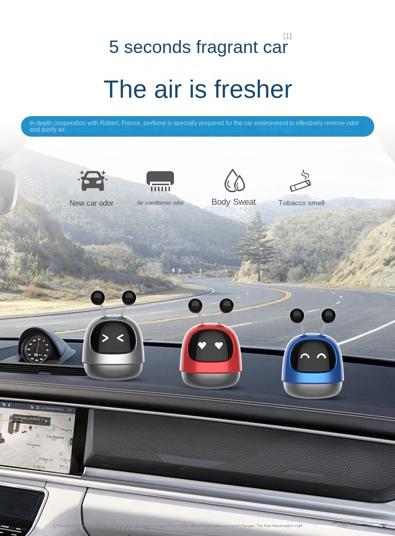 Car Air Freshener Cute Robot Car Diffuser Mini Robot Air Vent Clip Car Perfume Shaking Head Car ...