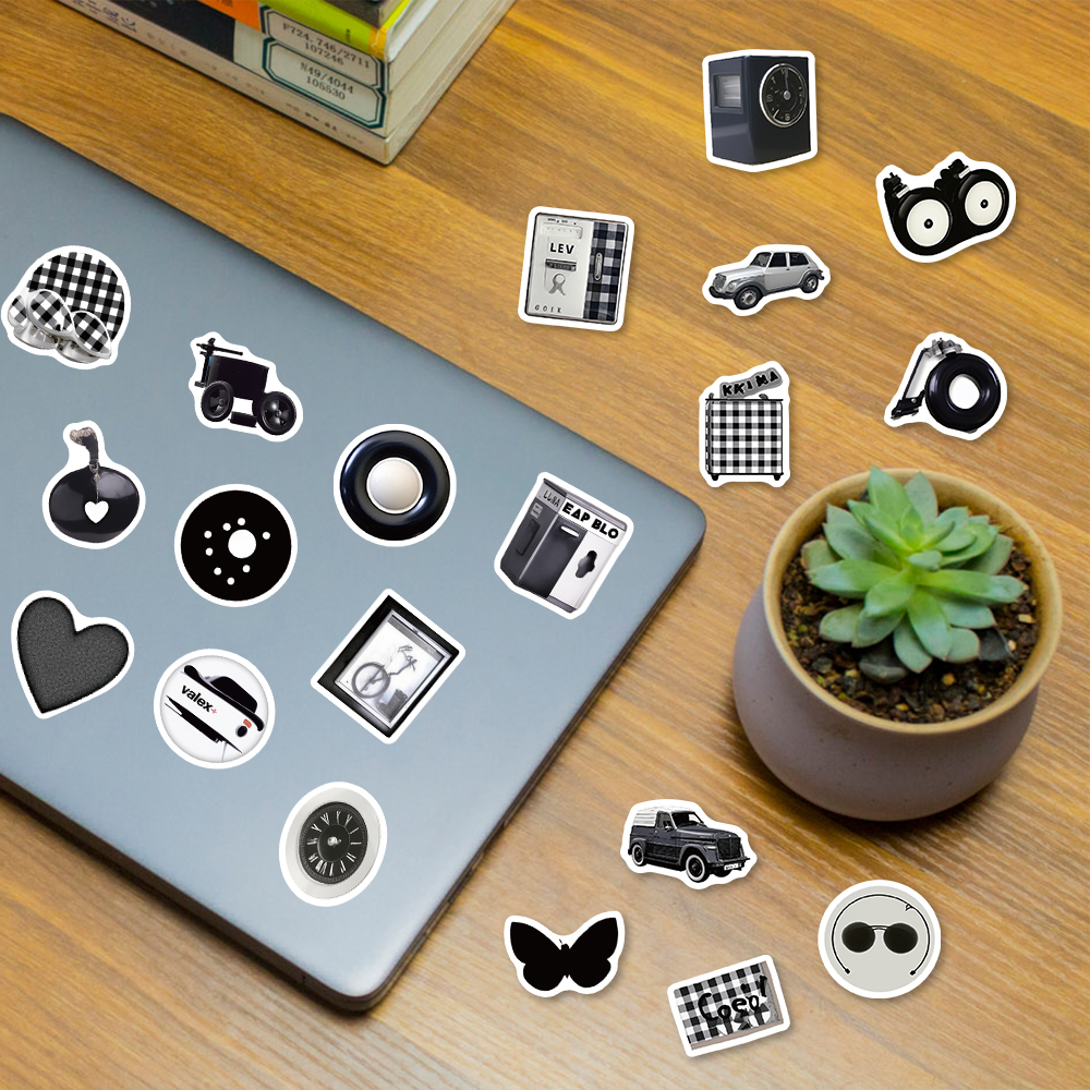 100pcs Ins black and white stickers exquisitely decorated hand account ...