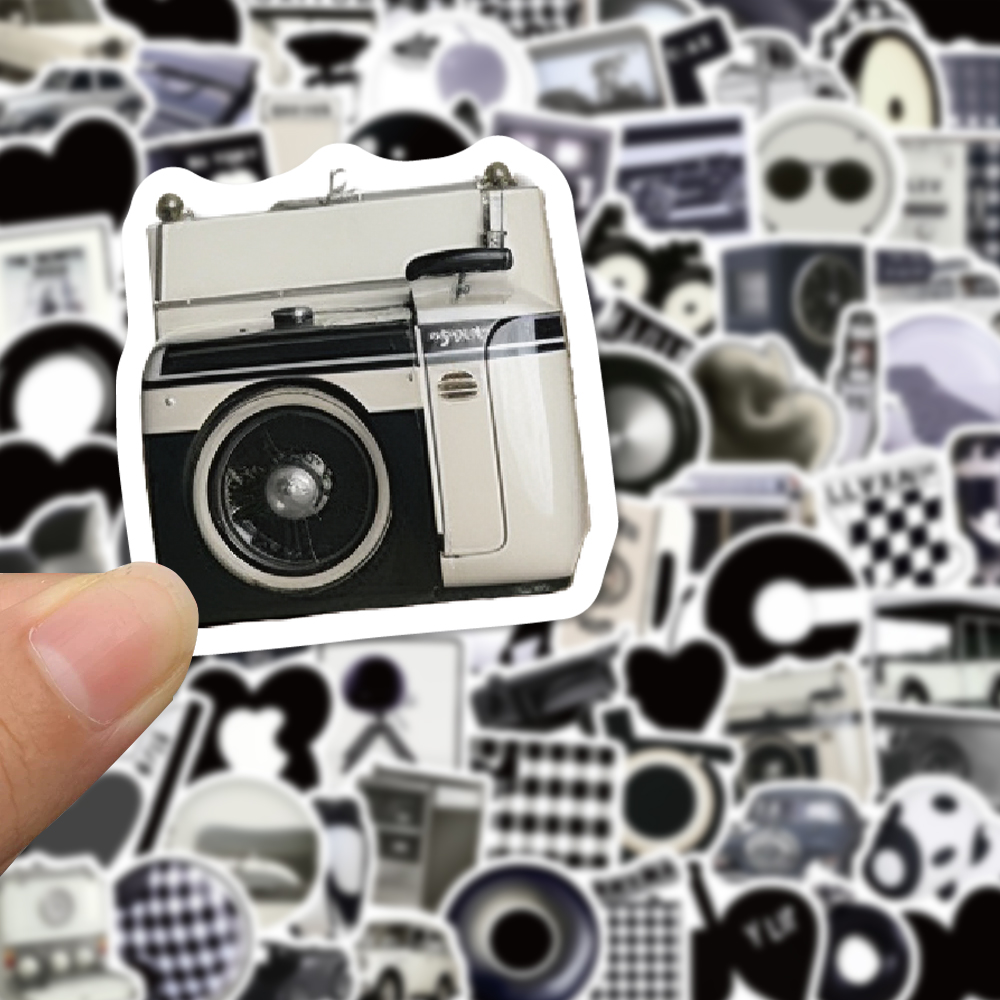100pcs Ins black and white stickers exquisitely decorated hand account ...