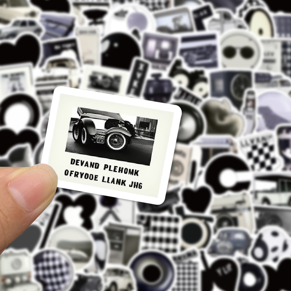 100pcs Ins black and white stickers exquisitely decorated hand account ...
