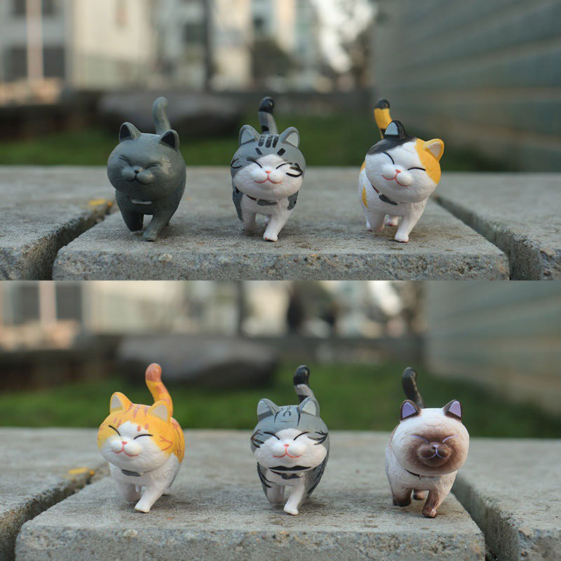 9Pcs/Set Cute Mini Animal Figurines Japan Anime Bell Cat Doll Lovely ...