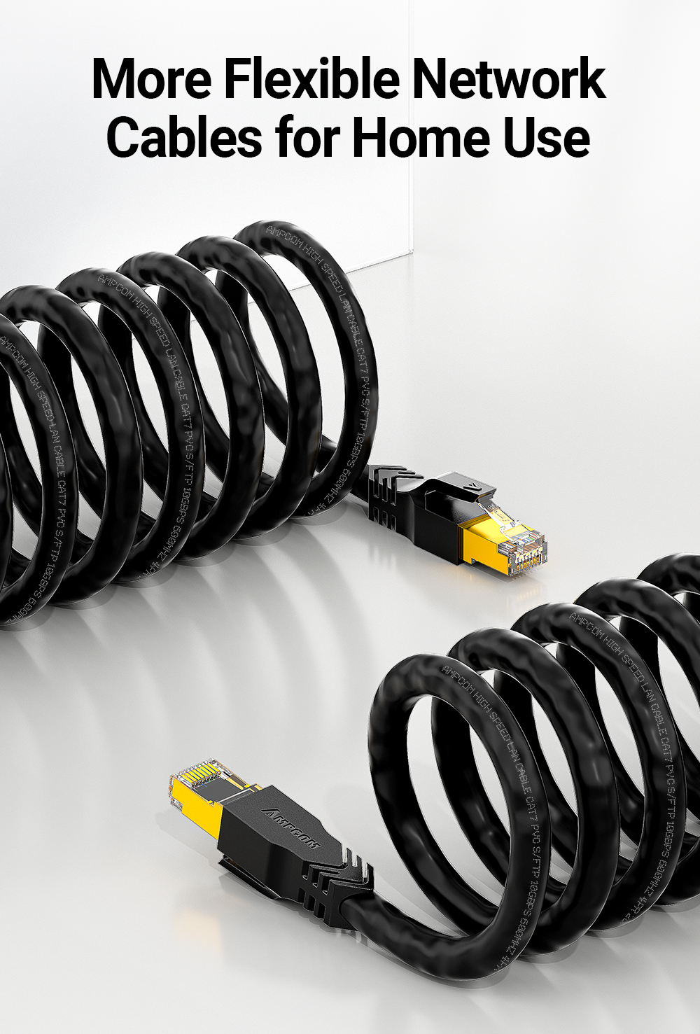 AMPCOM CAT8 Ethernet Cable S/FTP Shielded High Speed Ultra-Flexible 26AWG CAT8 Network Wire ...