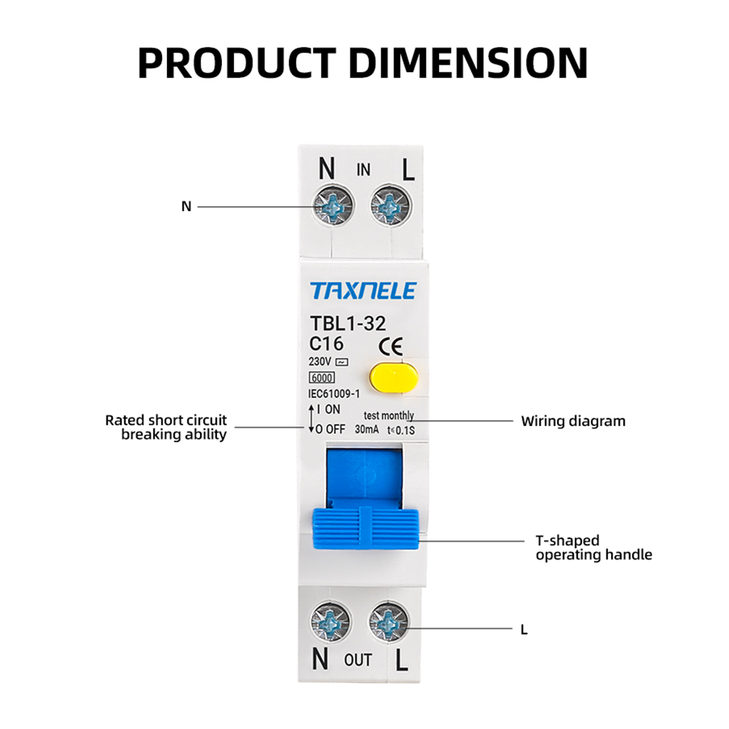 18MM Mini 230V 50/60Hz RCBO 1P+N 6KA Residual Current Differential Automatic Circuit Breaker ...