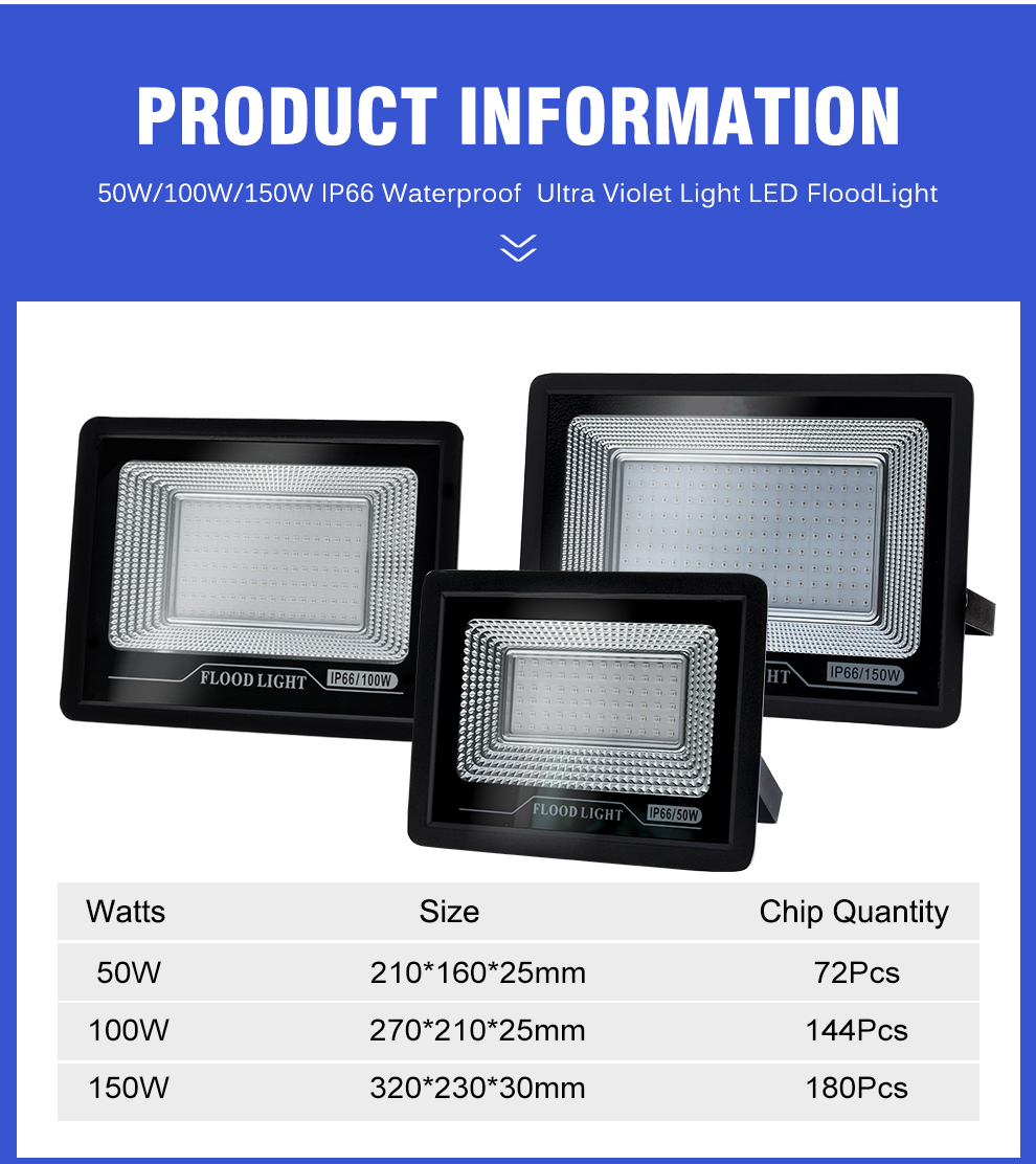 UV LED Flood Light Waterproof Fluorescent Stage Lamp 50W 100W 150W ...