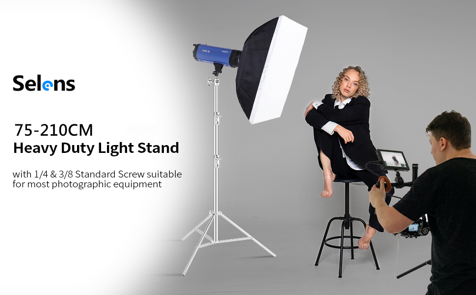 Selens 400CM Light Stand Tripod with 1/4 & 3/8 Screw Stainless Steel ...