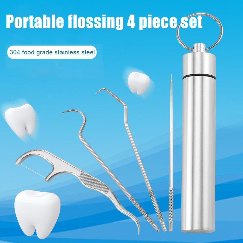 Stainless Steel Toothpick Set Tooth Flossing Reusable Toothpicks ...