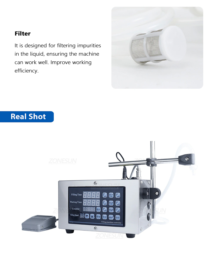 ZONESUN GFK-280 Liquid Filler Digital Control Footswitch Semi-Automatic ...