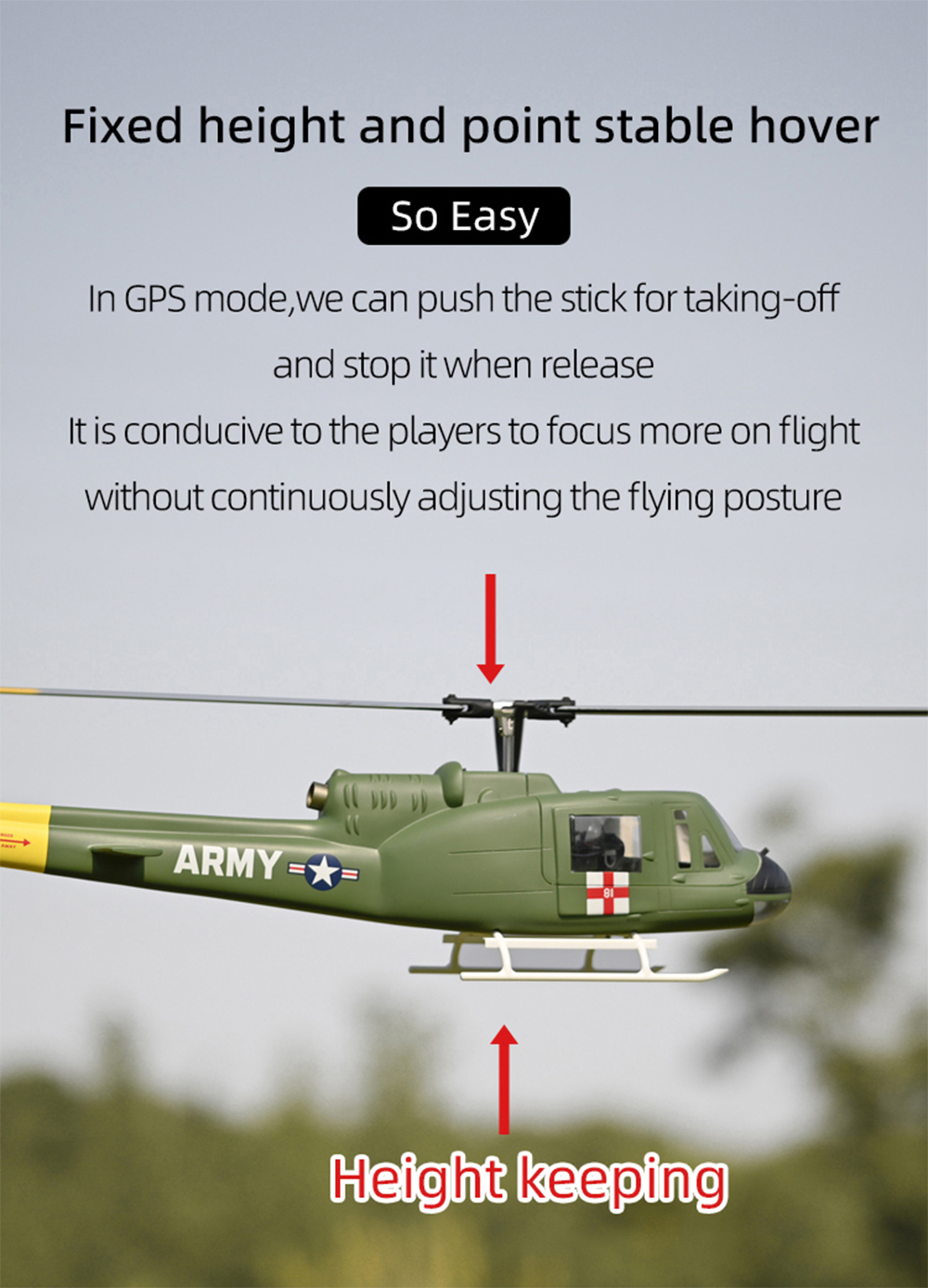 【Original】FlyWing UH-1 V3 RC Helicopters 470 6CH Brushless Motor GPS ...