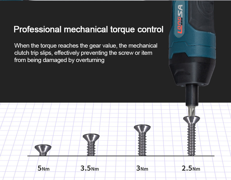 Cordless Electric Screwdriver Set Torque Adjustment Rechargeable Mini ...