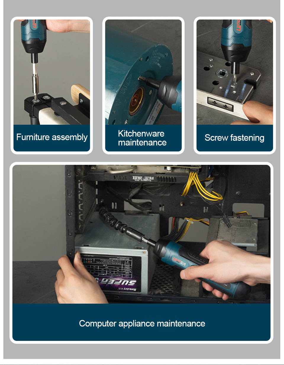 Cordless Electric Screwdriver Set Torque Adjustment Rechargeable Mini ...