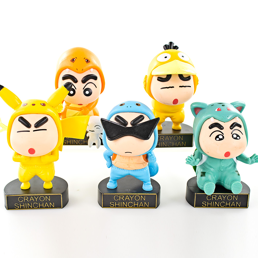 5Pcs/Set Crayon Shin-chan Cosplay Pokemon Pikachu Charmander Psyduck ...