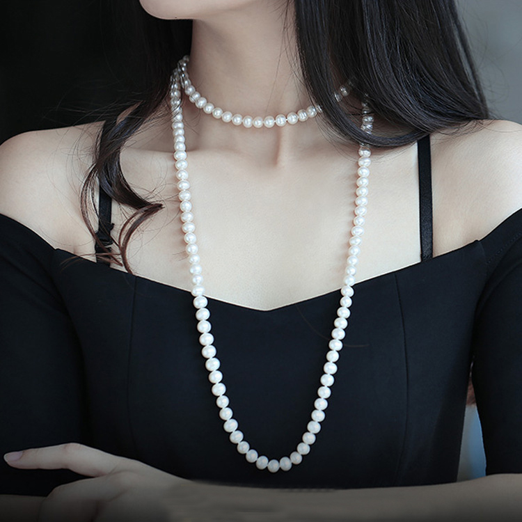 150cm Trendy Long Pearl Necklace Women Elegant White Pearl Necklace ...